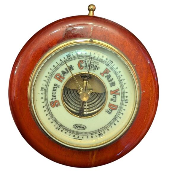 Stellar | Other | Vintage Wooden Barometer Weather Station Made In West ...